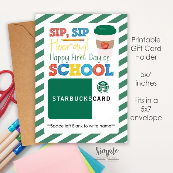 Happy First Day of School Gift Card Holder, Starbucks Gift Card Holder ...