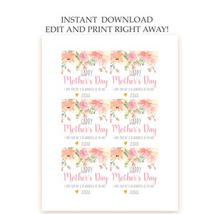 Printable Mother's Day Tag, Happy Mothers Day Gift Ideas for Friends ...