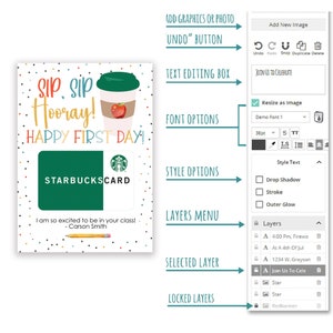 First Day of School Gift Card Holder, Editable Happy Teacher ...