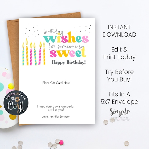 Happy Birthday Gift Card Holder, Printable Birthday Party Gifts ...