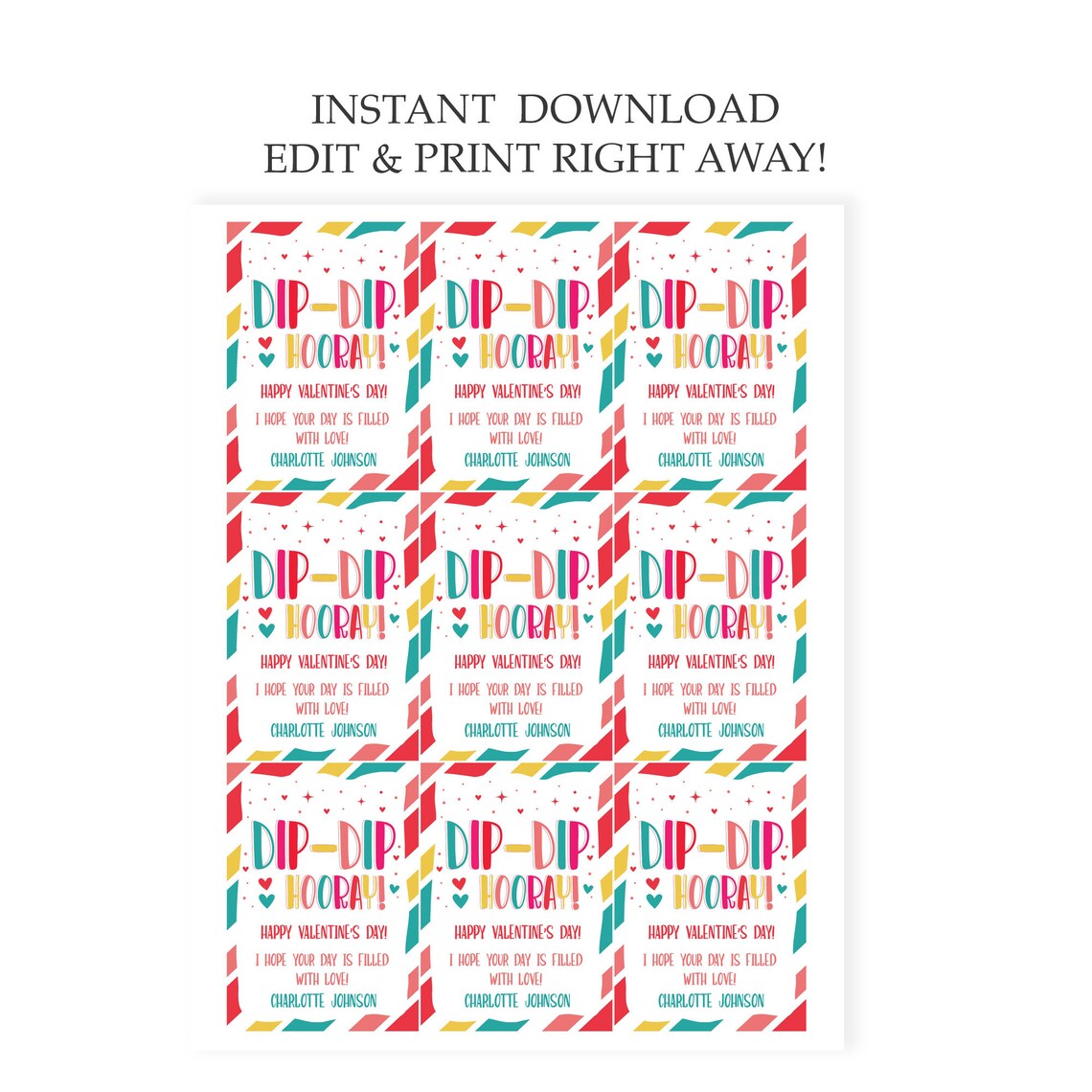 Printable Valentine's Day Fun Dip Candy Tags for Kids Classroom ...