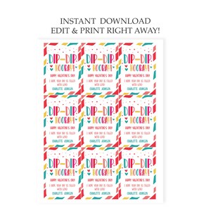 Printable Valentine's Day Fun Dip Candy Tags for Kids Classroom ...