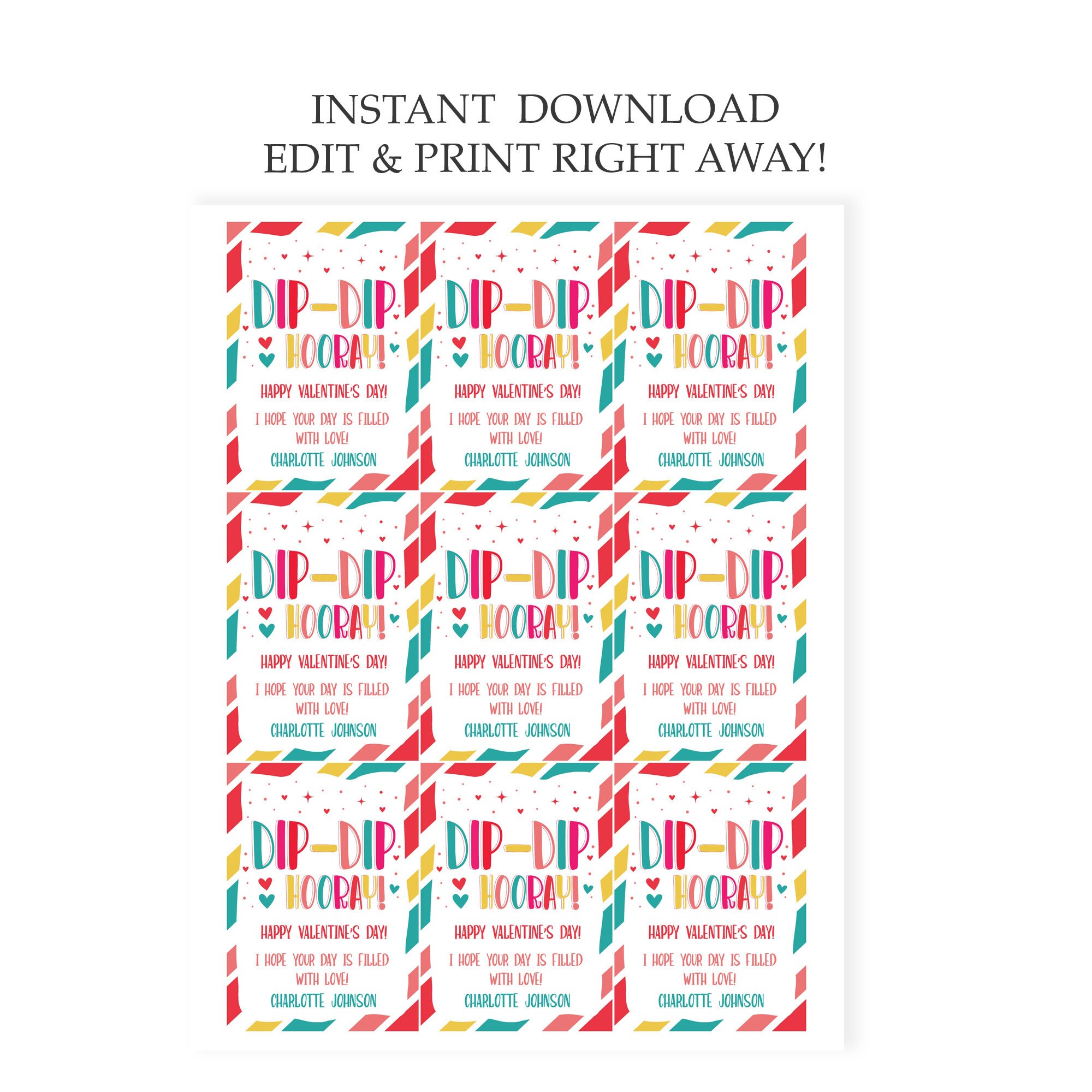 Printable Valentine's Day Fun Dip Candy Tags for Kids Classroom ...