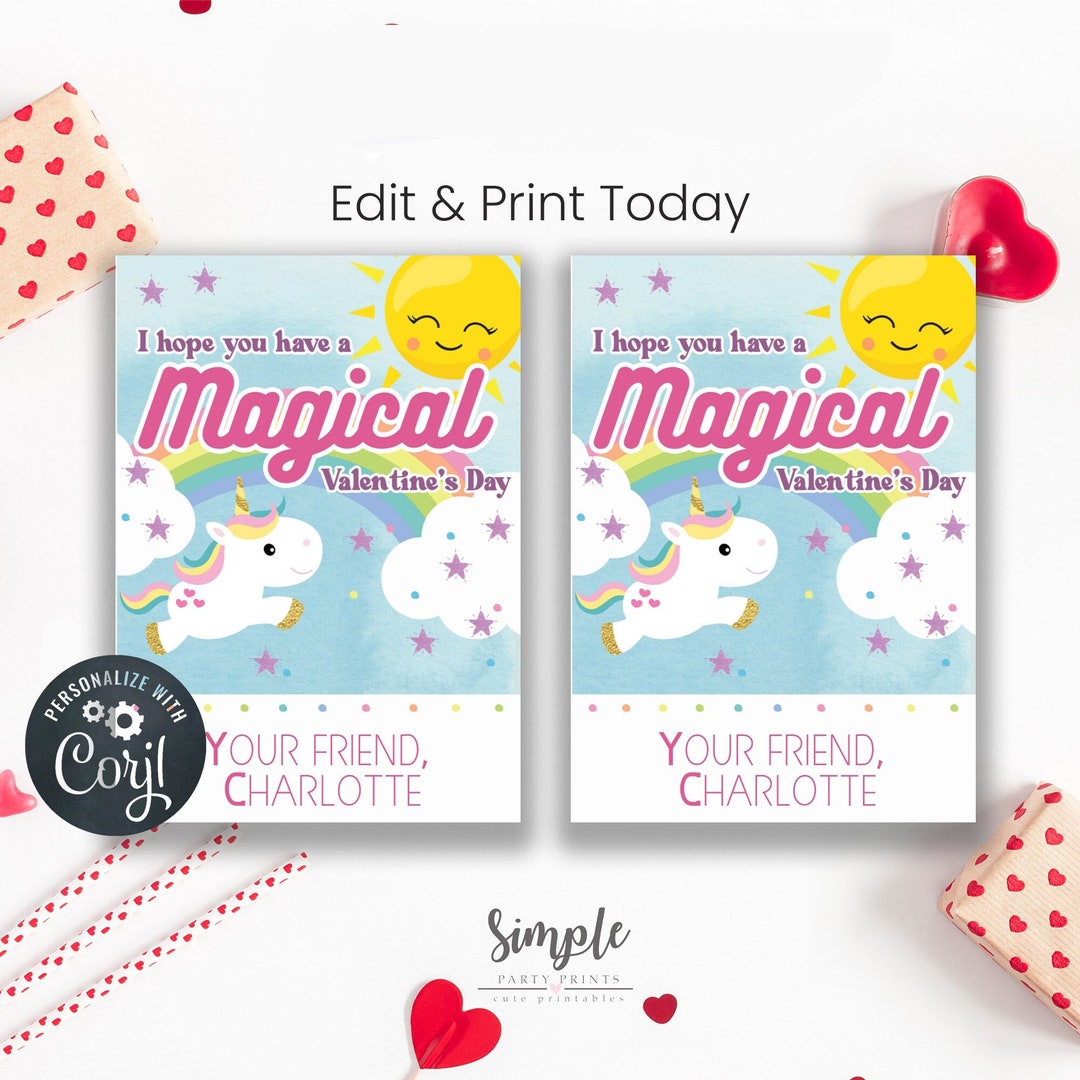 Printable Unicorn Valentine's Day Tags, Classroom Exchange Cards for ...