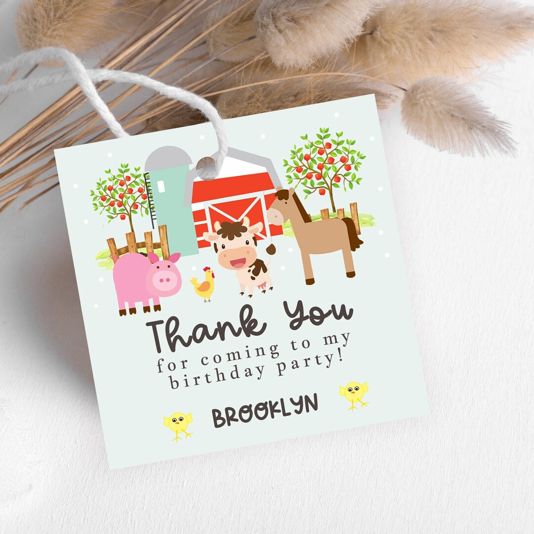 Editable Farm Animals Birthday Party Tag | Barnyard Bash 1st Birthday ...