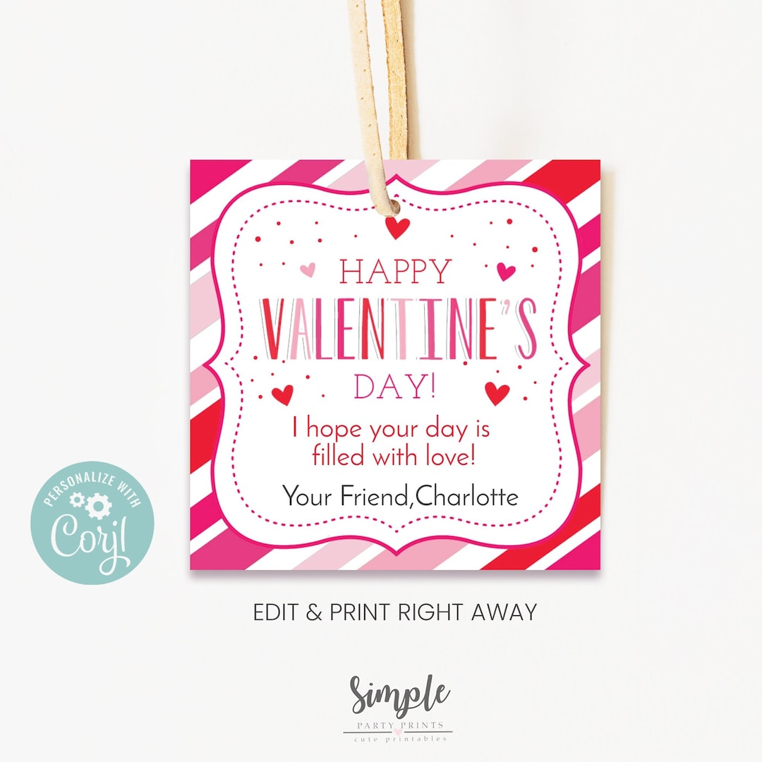 Printable Valentine's Day Gift Tags, Valentines Day Treat Cards for ...