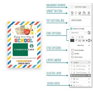 First Day of School Gift Card Holder, Editable Happy Teacher ...