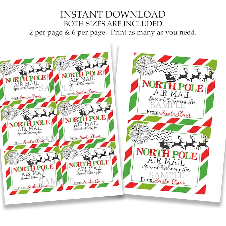 Printable Special Delivery Santa Labels North Pole Express - Etsy