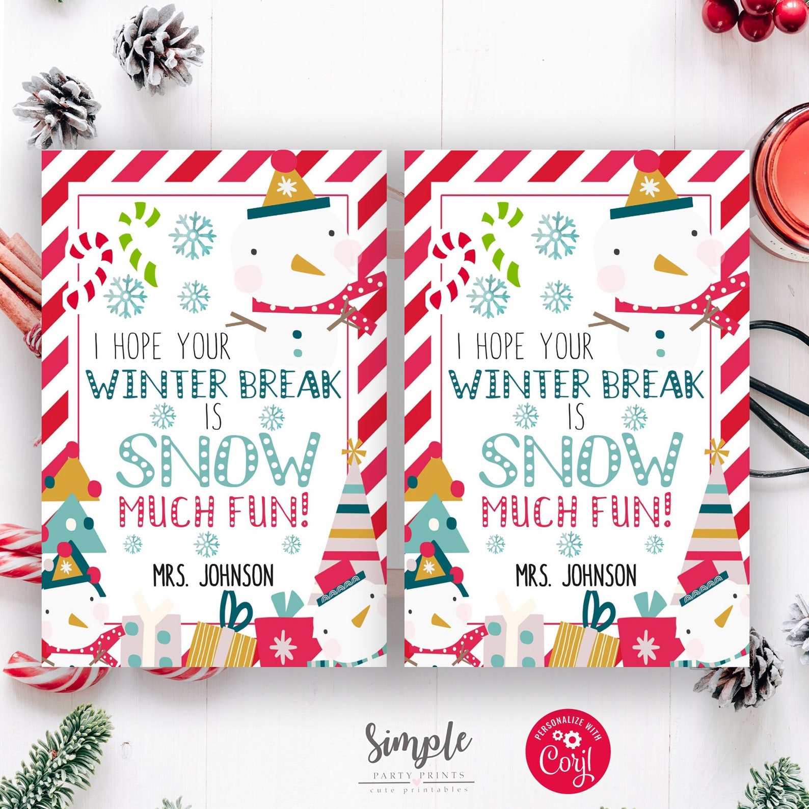 Winter Break Printable Tags Christmas Gift Ideas for Students - Etsy