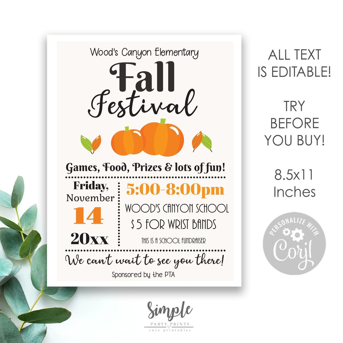 Editable Fall Festival Digital Flyer for Pumpkin Patch Party - Etsy