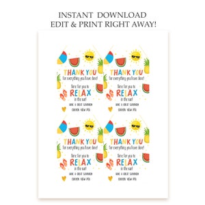 Teacher Appreciation Printable Tag, Printable Thank You for Being Sun ...