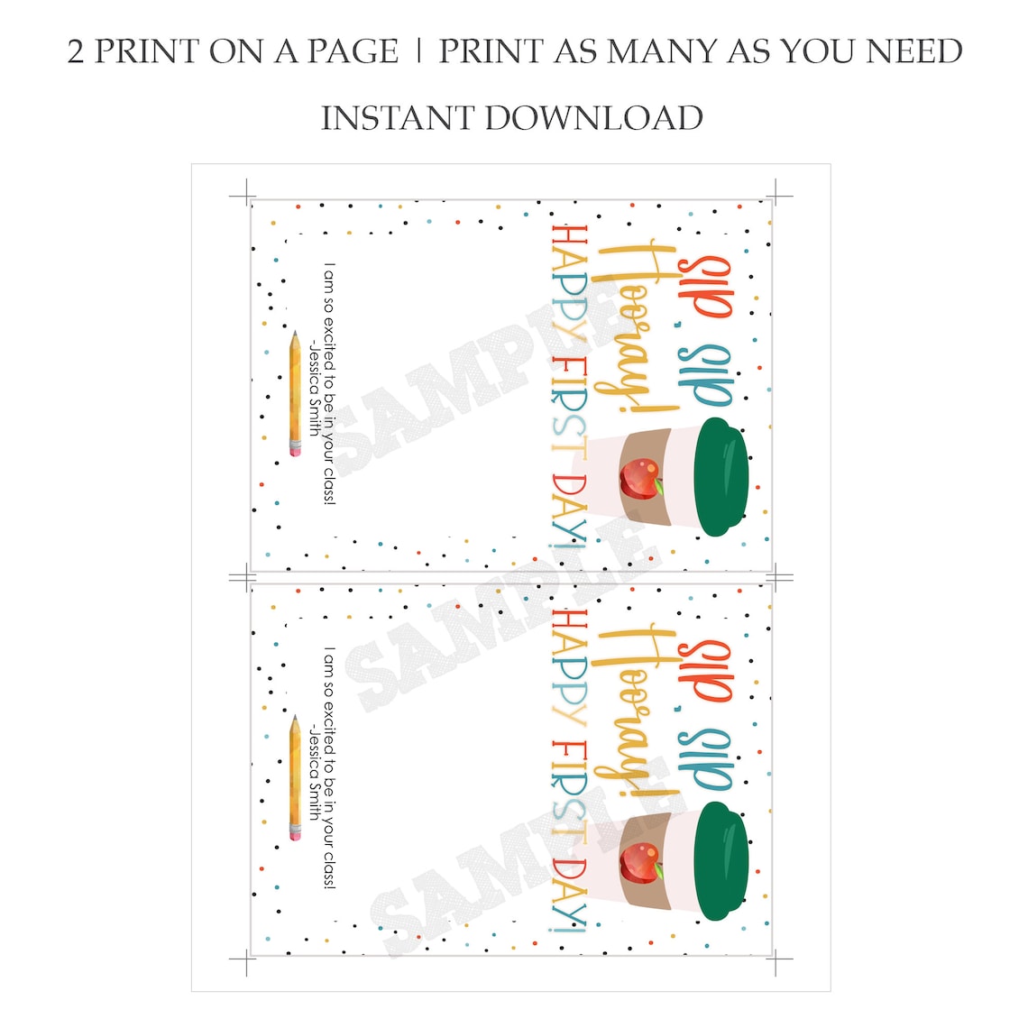 First Day of School Gift Card Holder | Editable Happy 1st Day Teacher ...