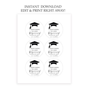 Printable 2024 Graduation Sticker Tag - All Text is Editable - Class of ...