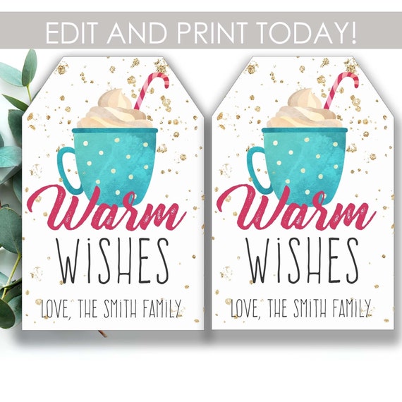 Hot Cocoa Printable Tags, Hot Chocolate Holiday Tags, Christmas ...