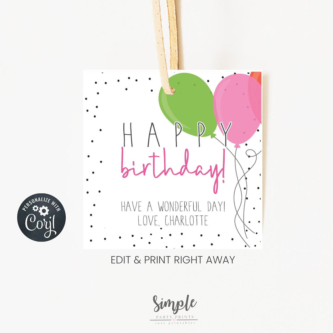 Printable Happy Birthday Tag, Birthday Gift Ideas for Friends & Family ...