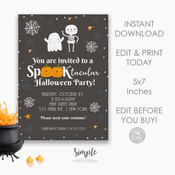 Editable Halloween Party Invitation for Kids Halloween - Etsy