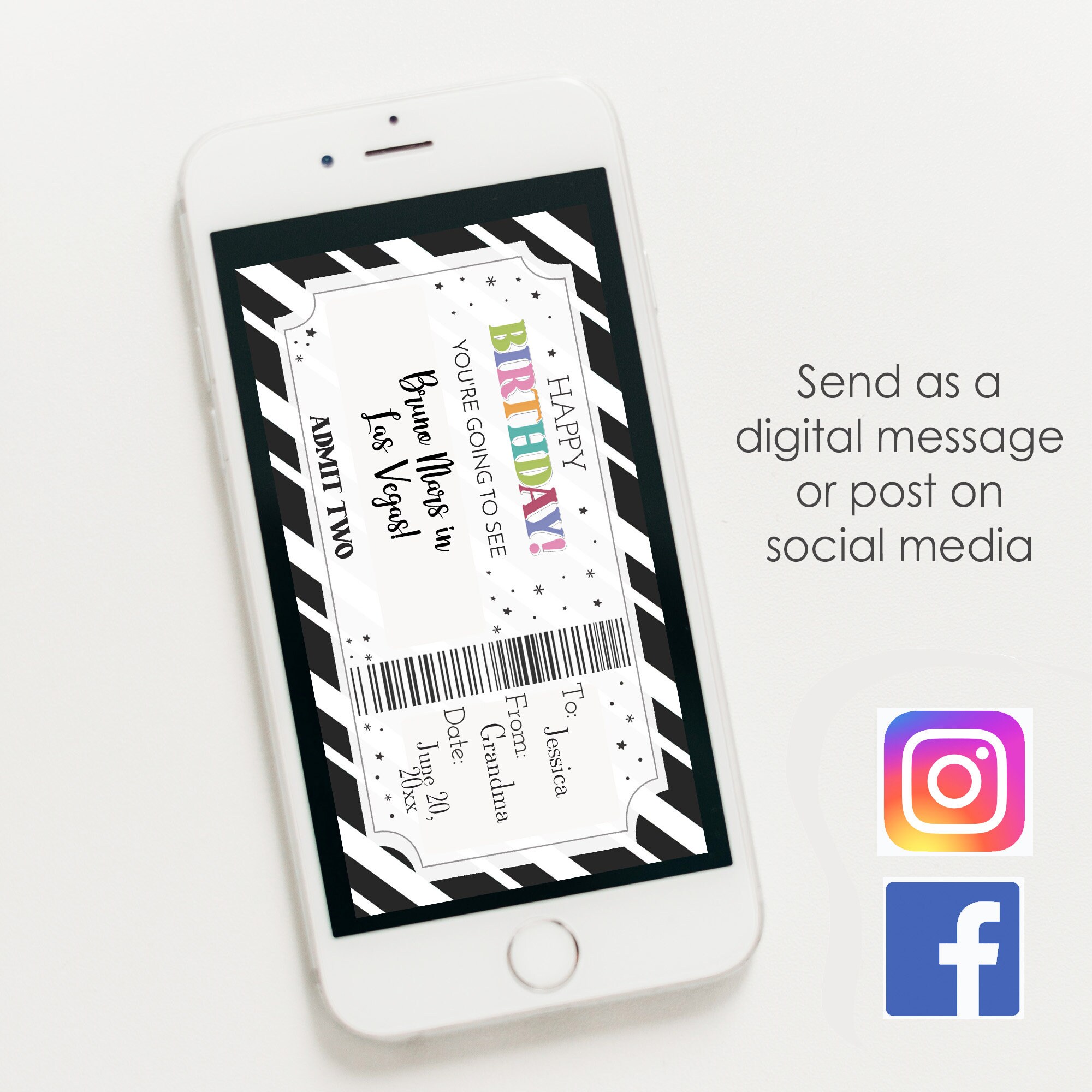 Printable Concert Ticket Template Show Certificate Gift - Etsy Canada