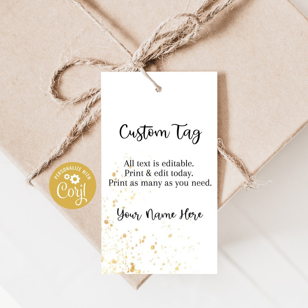 Editable Simple Blank Gold Glitter Tags Instant Download, Printable ...
