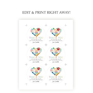 Teacher Appreciation Week Tags, Printable Circle Apple Thank You Favor ...