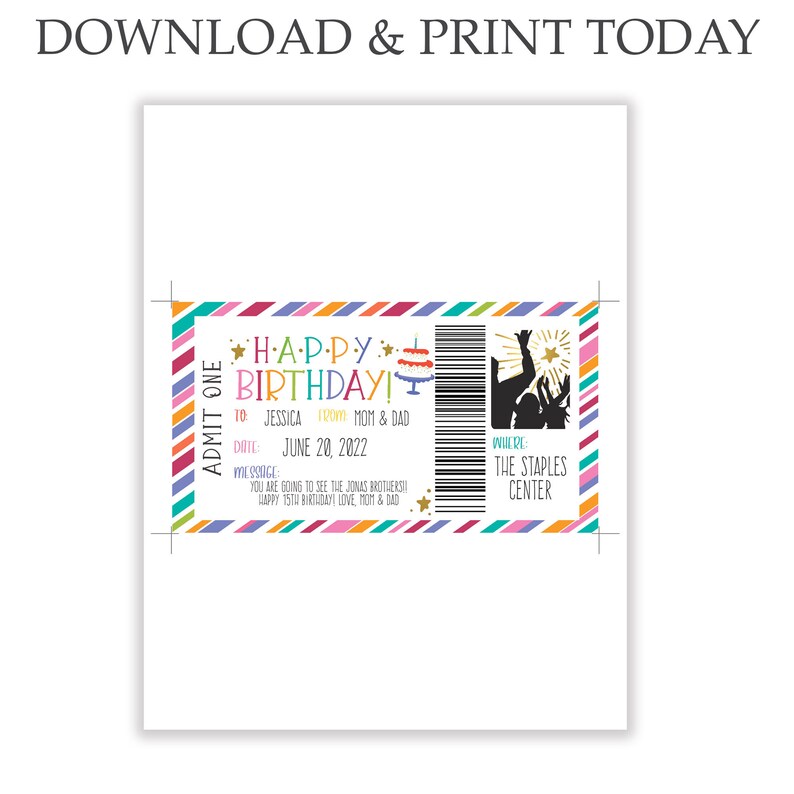 Printable Happy Birthday Concert Ticket Template Show | Etsy