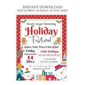 Editable Holiday Festival Flyer Template, Digital Download Christmas ...