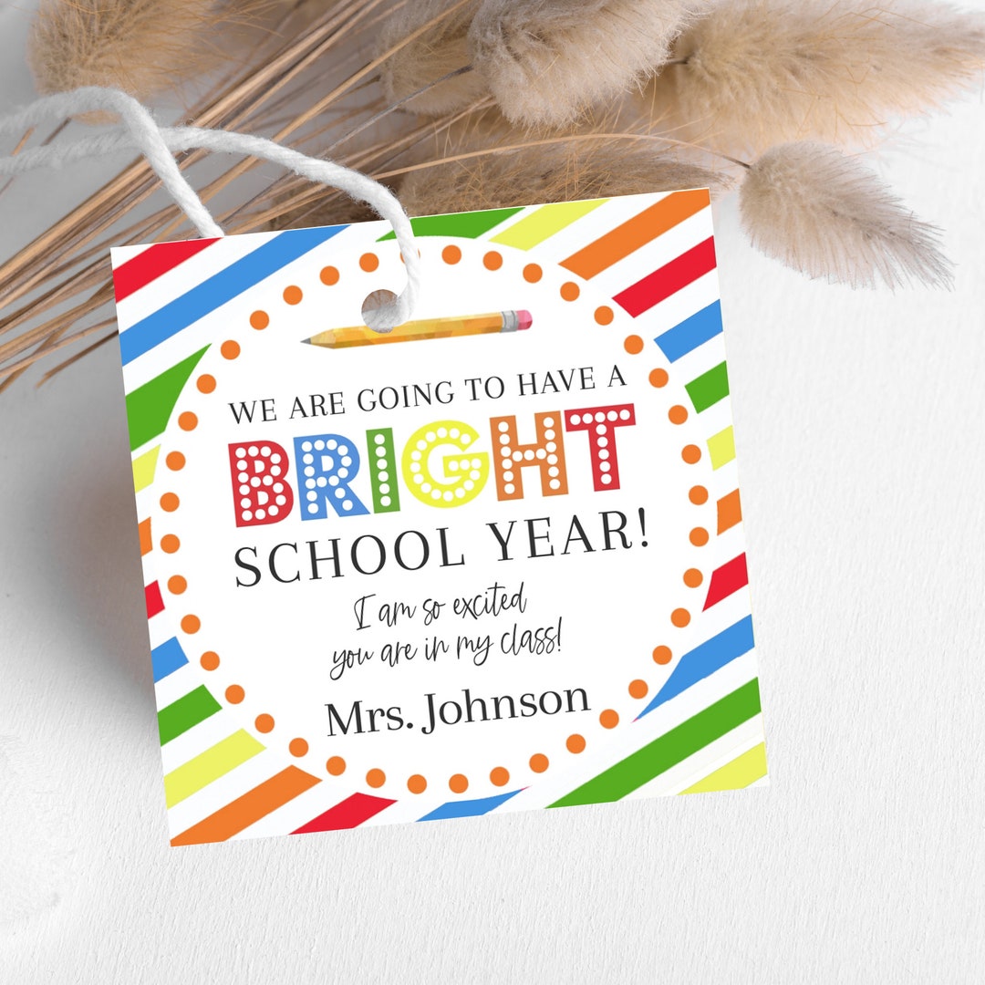Printable Bright School Year Tag | Editable Back to School Label ...