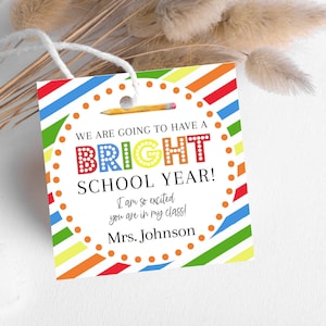 Printable Bright School Year Tag | Editable Back to School Label ...