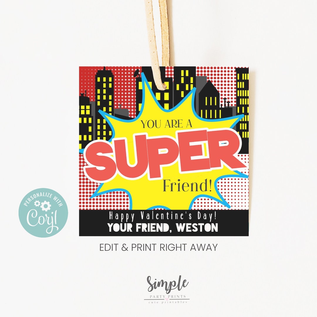 Super Hero Friend Valentines Day Kids Printable Cards, Superhero ...