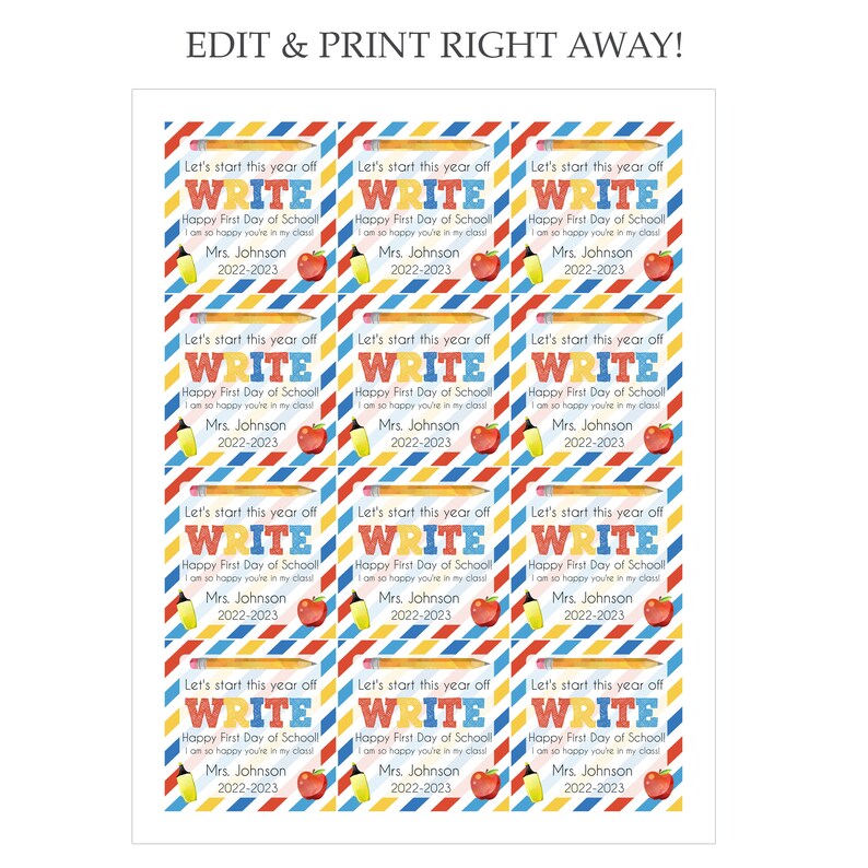Let's Start This Year off Write Printable Tag Welcome - Etsy