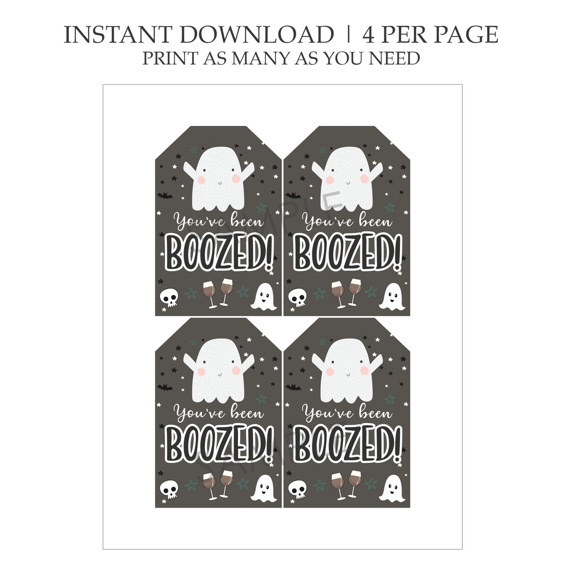 You've Been Boozed Printable Tag, Halloween Wine Tag, You've Been Booed ...