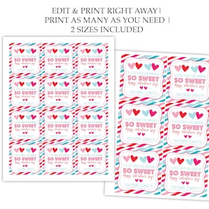 Editable Valentine's Day Printable Tags, A Treat for Someone so Sweet ...