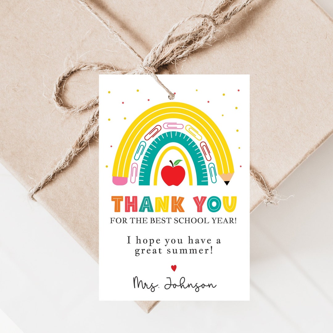 School Thank You Favor Tags - Editable Thank You Teachers Aide Gift ...