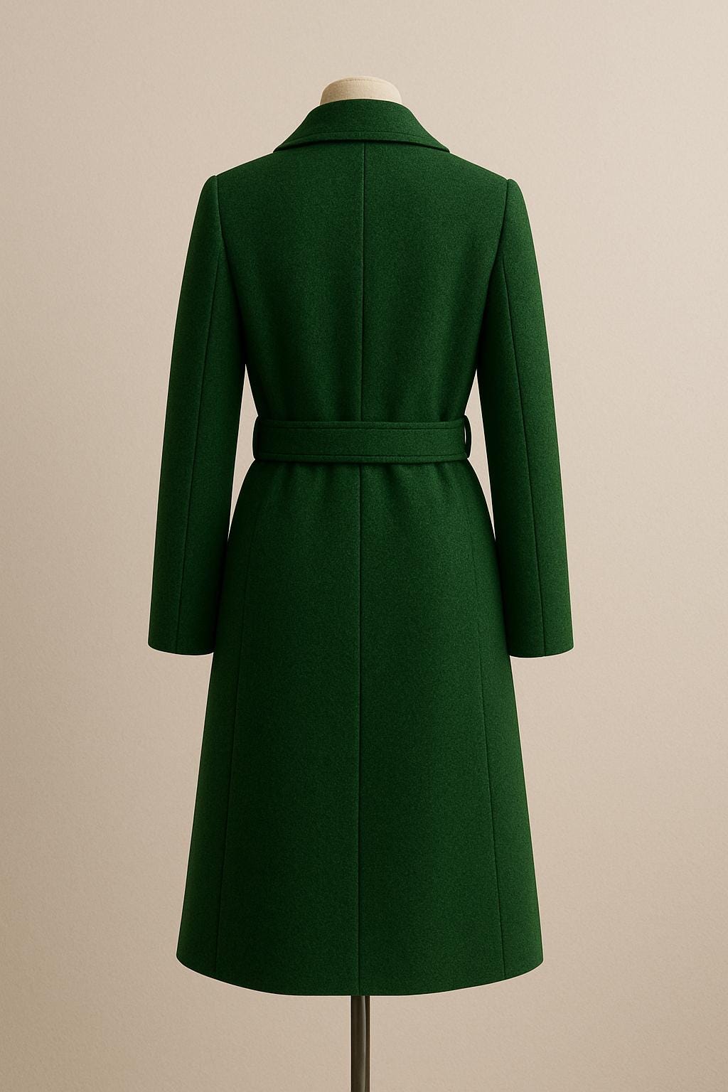 Elegant Wool Christmas Coat for Women, Winter Burgundy, Green Belted ...