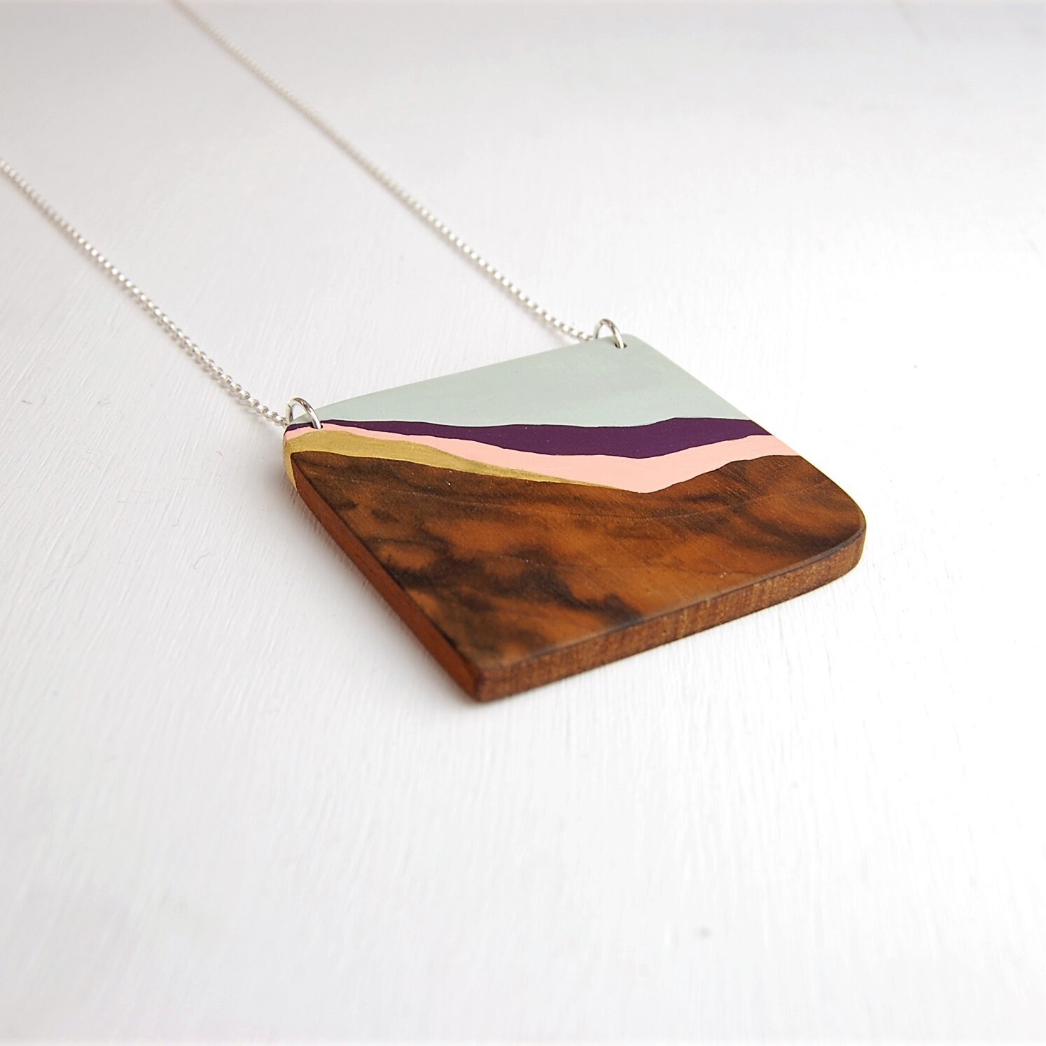 Hand Painted Wooden Pendant - Wooden Necklace - Wanderlust Pendant ...