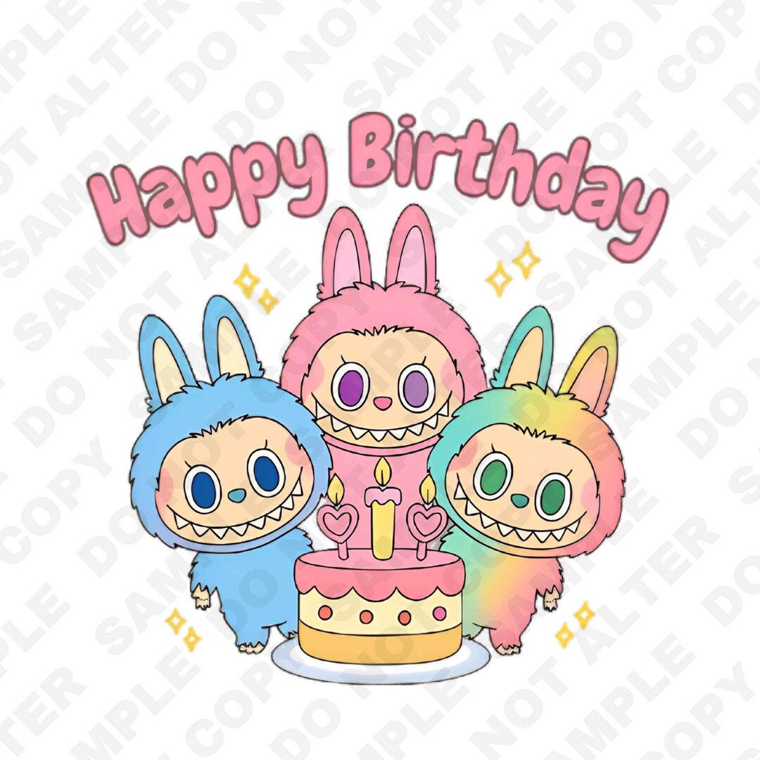 Bu Bu La Happy Birthday Cute Monster Image for Birthday Party Stickers ...