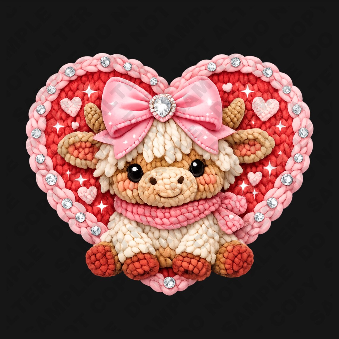 Valentine’s Day Highland Cow Crochet Digital Download Cute Valentine’s ...