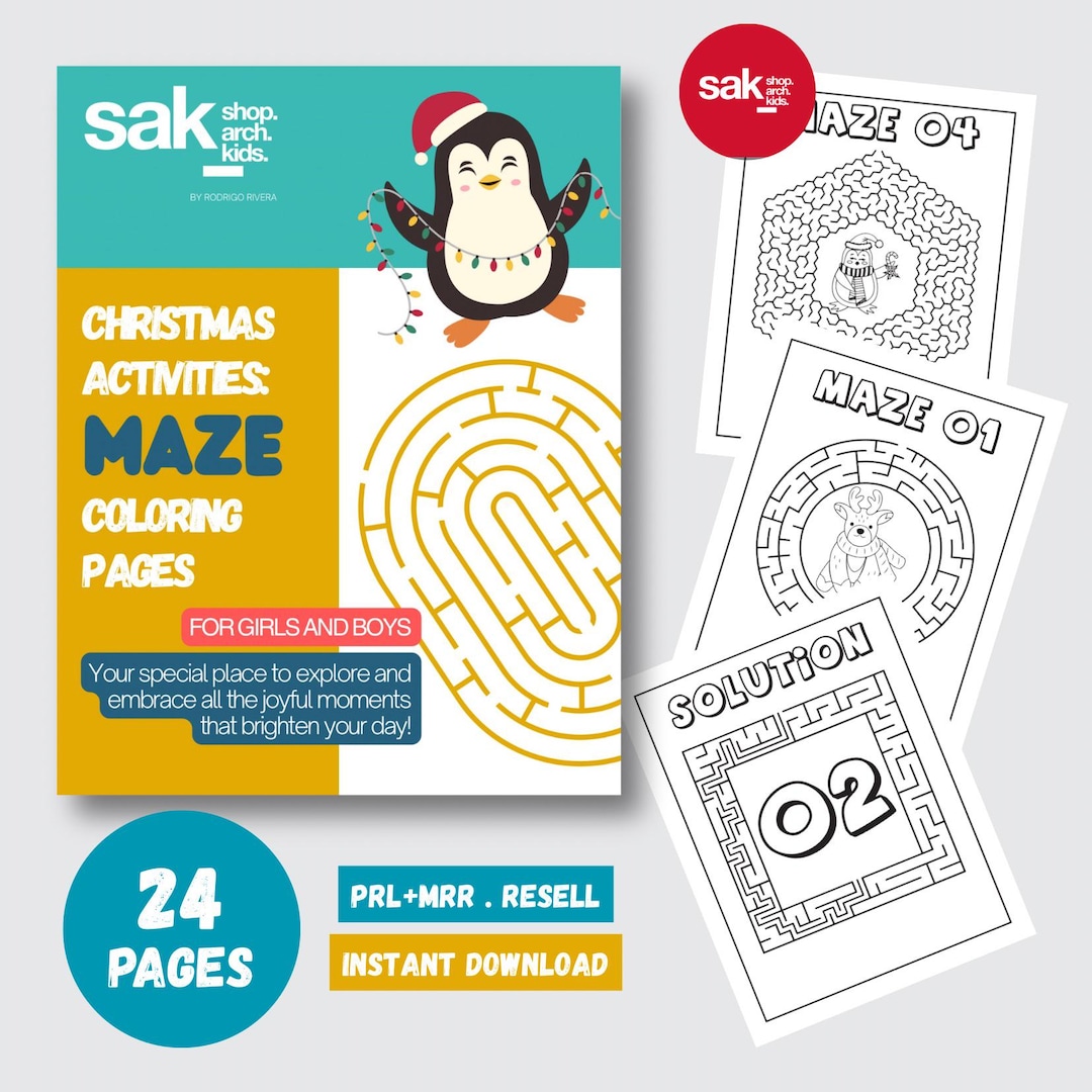 Christmas Maze Activity Book for Kids – 24 Page Printable (PLR License ...