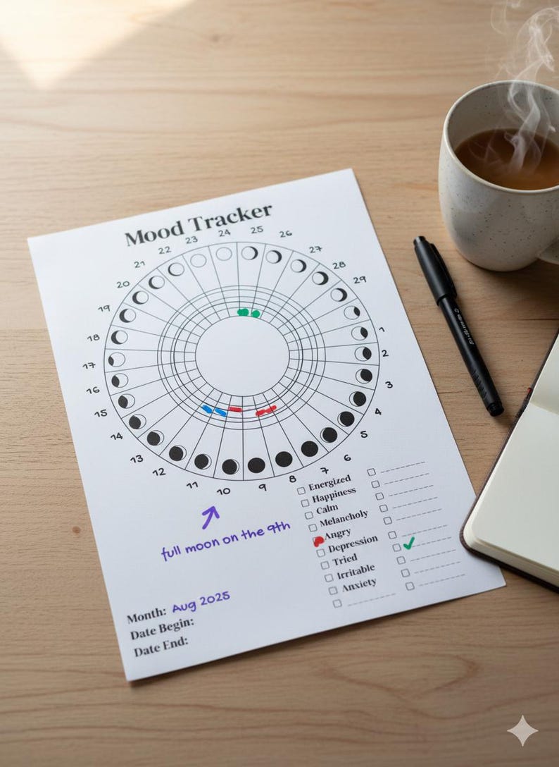 Moon Cycle Mood Tracker - Etsy