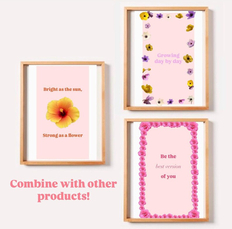 Printable Motivational Quote Wall Art – Minimalist Floral Poster for ...