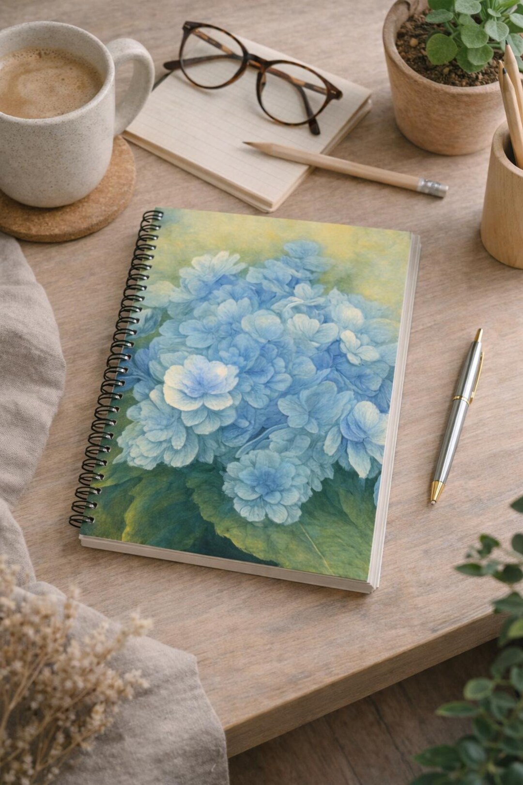 Blue Hydrangea- Spiral Notebook – Impressionist Floral Art Journal - Etsy