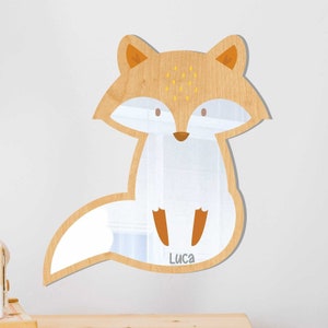 Cute Fox Shaped Kids Mirror, Personalized Gift, Woodland Nursery Decor ...