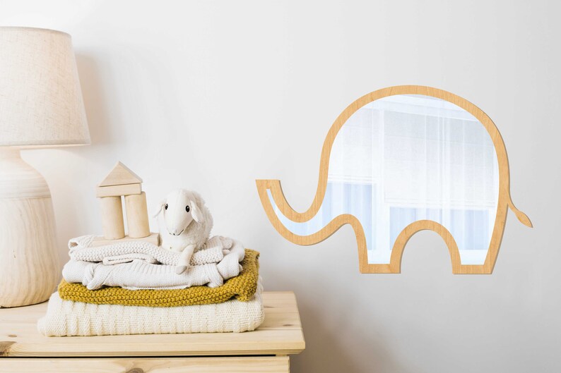 Cute Elephant Wood Nursery Mirror Personalised Gift Neutral | Etsy