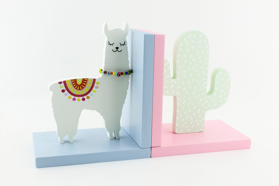 Cactus and Llama Bookends, Personalized Gift, Nursery Decor, Kids Room ...