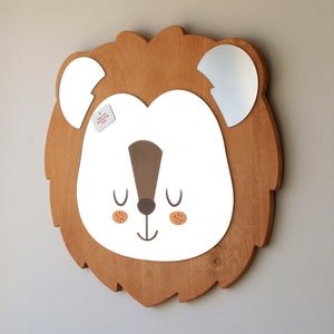 Cute Wooden Lion Shaped Kids Mirror, Safari Nursery Decor, Personalized ...