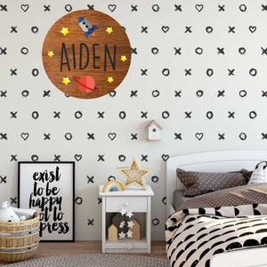 12 Space Themed Round Wood Nursery Name Sign - Etsy