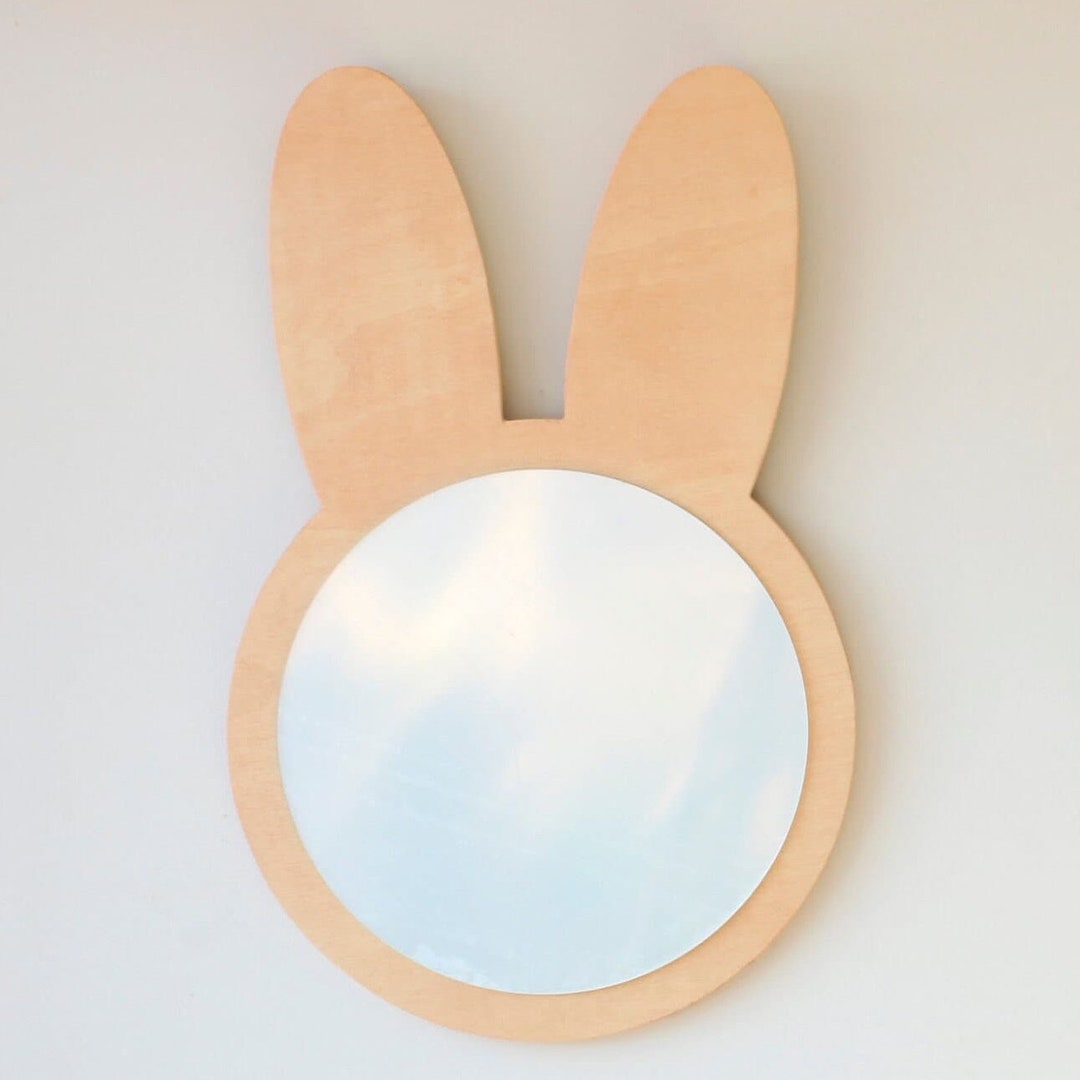 Wooden Bunny Mirror, Animal Theme Nursery Decor, Personalized Gift ...