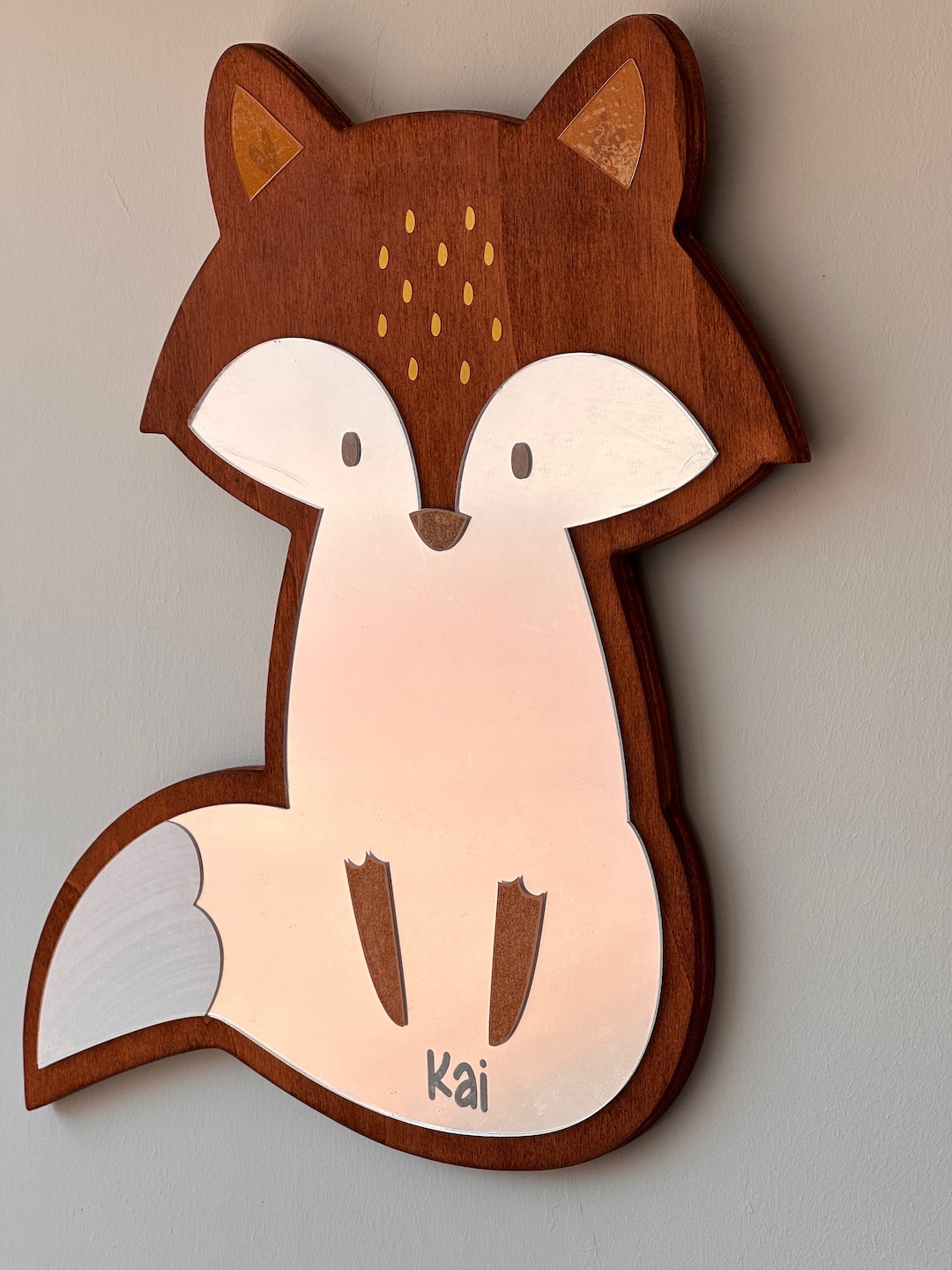 Cute Fox Shaped Kids Mirror, Personalized Gift, Woodland Nursery Decor ...
