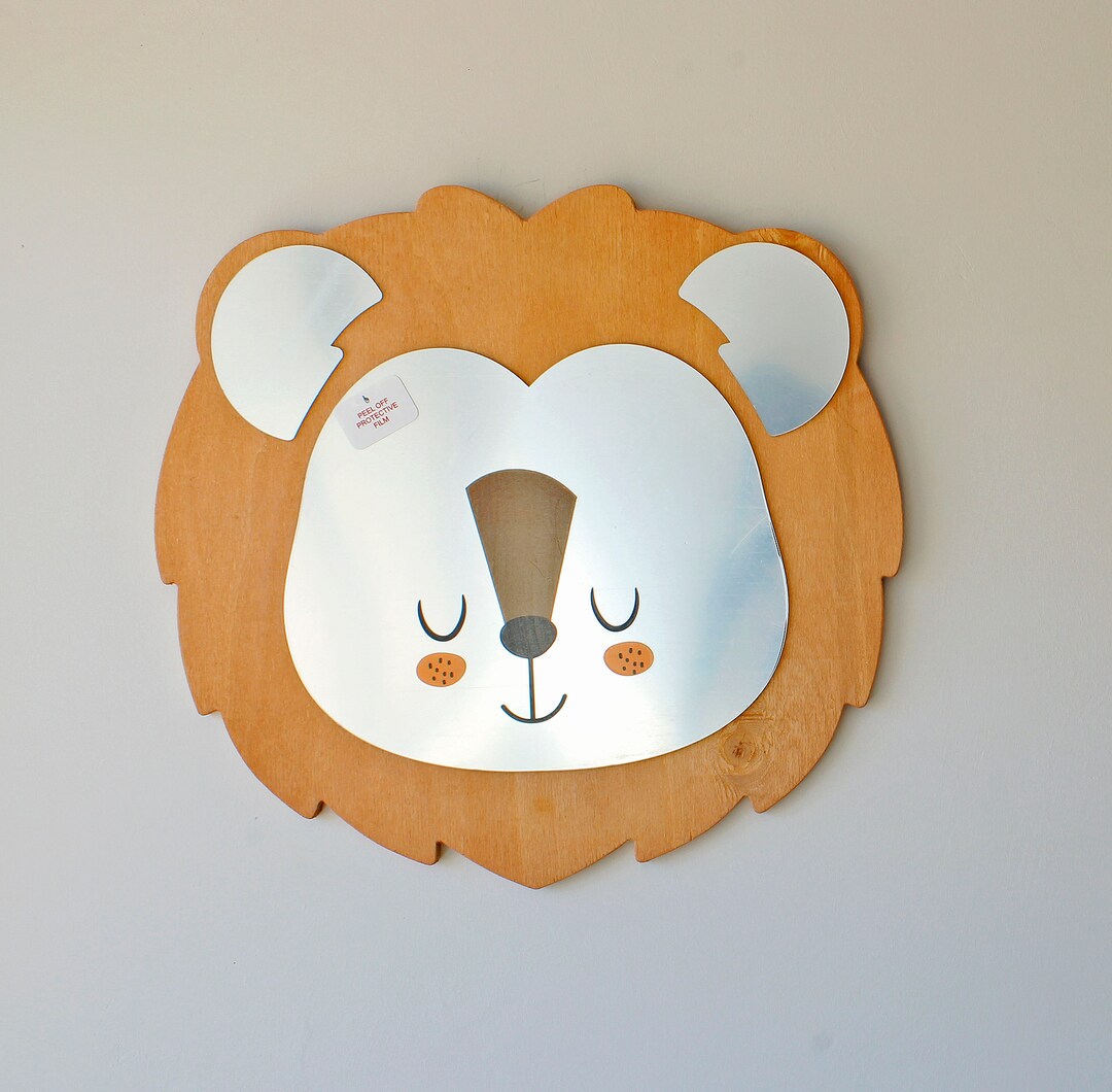 Cute Wooden Lion Shaped Kids Mirror, Safari Nursery Decor, Personalized ...