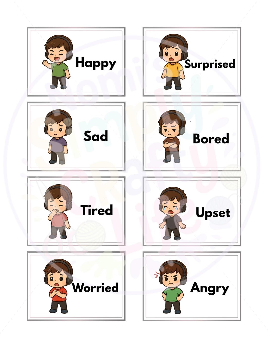 Kid's Emotions Flashcards – Printable Feelings Cards | Emotional ...