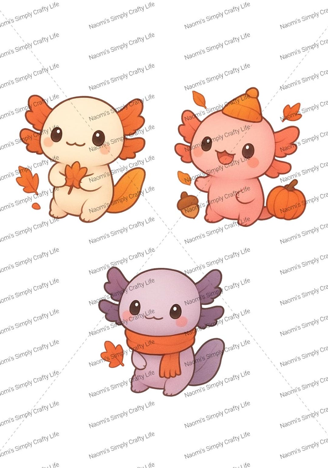 Fall Axolotl Characters: Instant Download - Etsy